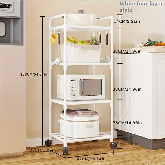Multi-Tier Portable Shelving Unit on Wheels for Kitchen, Laundry ...