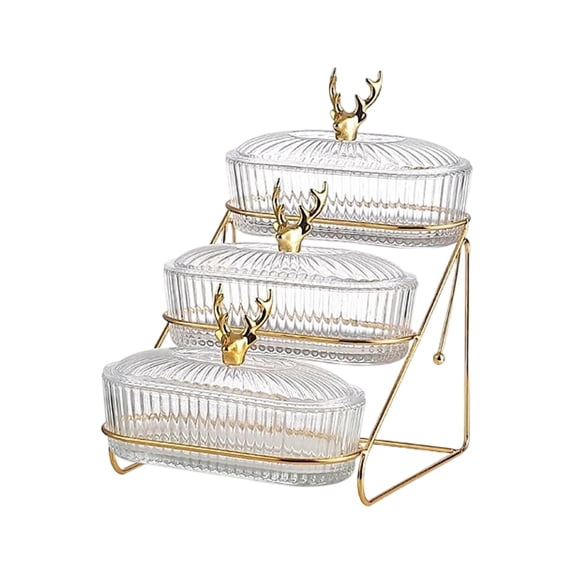 Multi-Tier Rotating Candy Dish with Lid, Modern Fruit Bowl for Kitchen ...