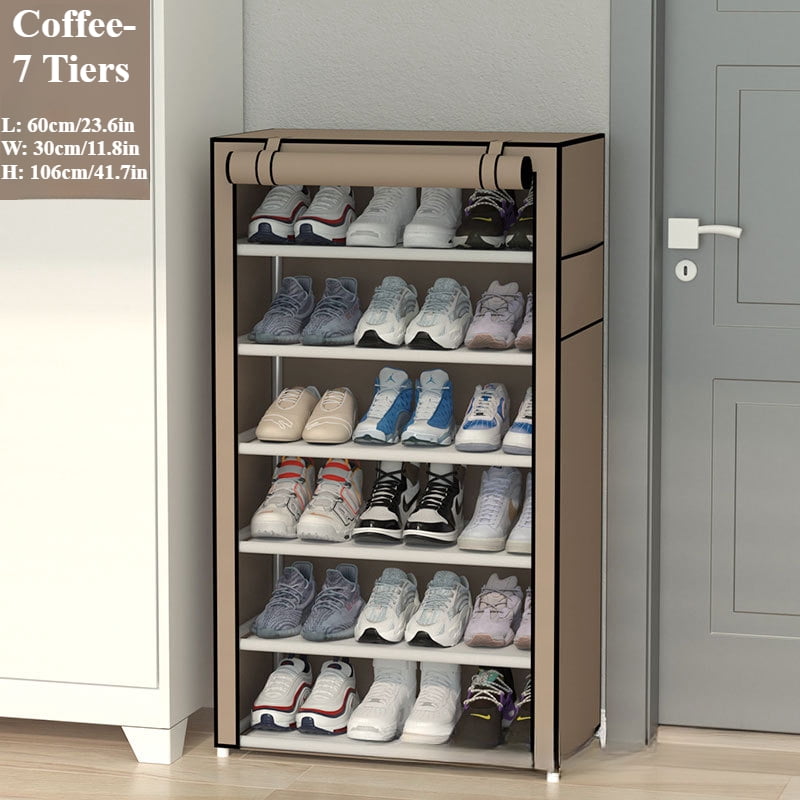 Multi-Tier Shoe Storage Organizer with Dustproof Cover - Closet Cabinet ...