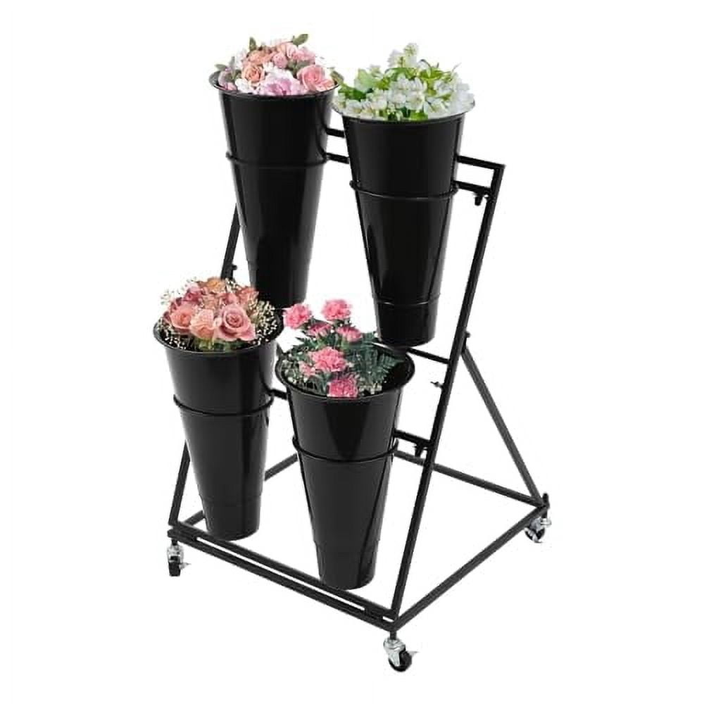 Multi-Tiers Flower Display Stand Florist Shelf Plant Cart with Wheels ...