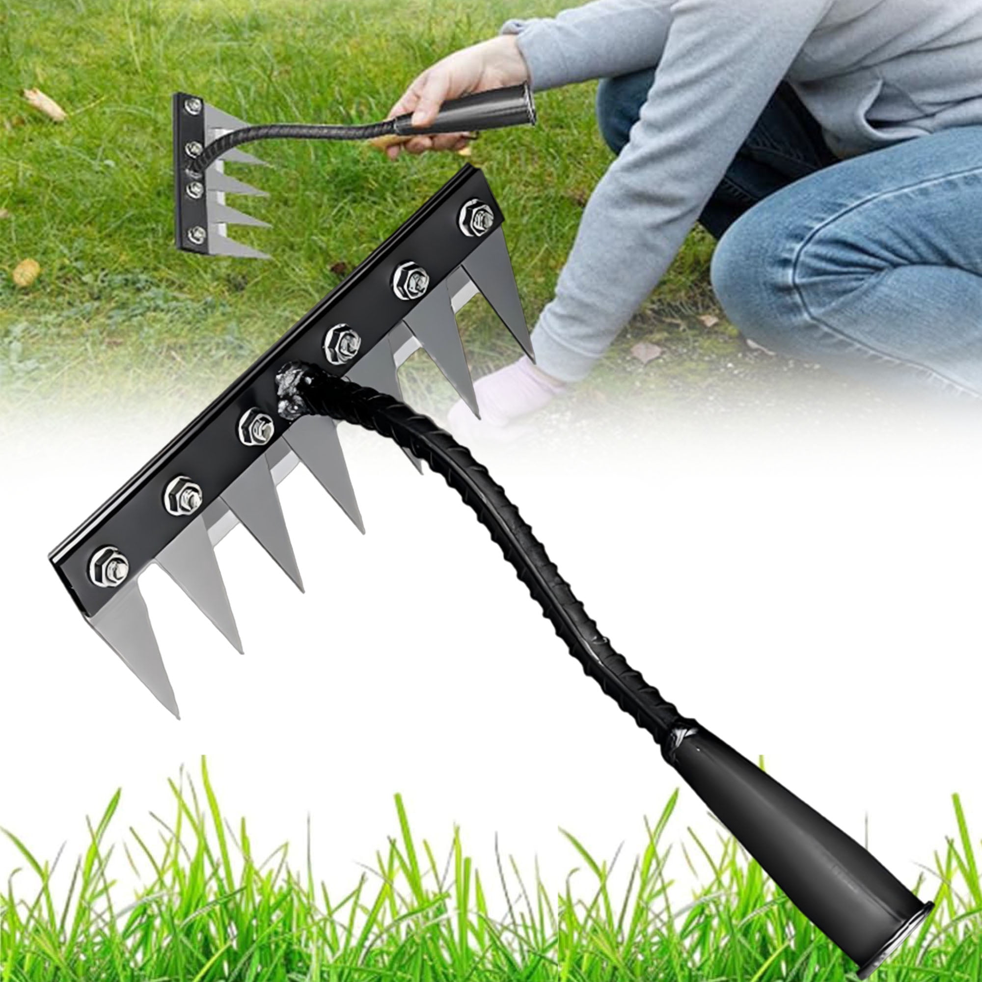 Multi-Tine Carbon Steel Garden Cultivator Rake,Gardenia Iron Weeding ...