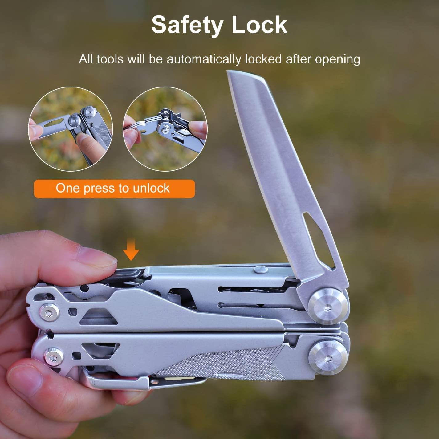 Multi-Tool 19 in 1 with Safety Lock, Professional 440A Stainless Steel ...