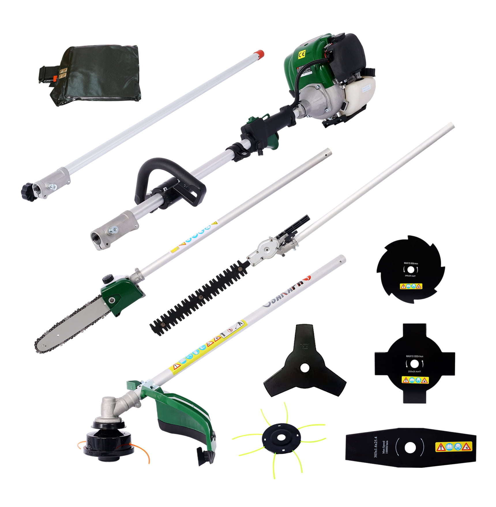 Multi-Tool Gas Powered 9-in-1 Garden Tool - 38CC 4-Stroke Pole Saw ...