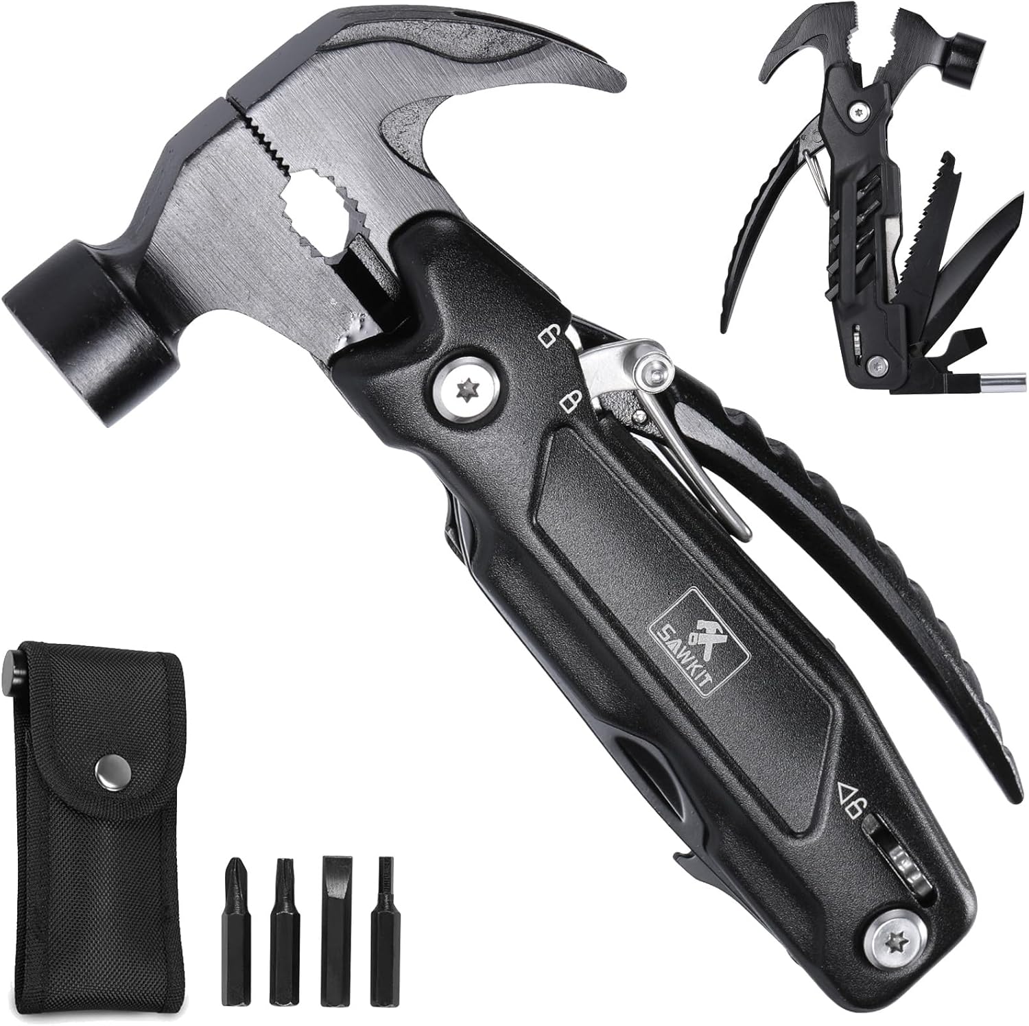 Multi-Tool Hammer Multi-Functional 15 in 1 Mini Pliers Camping Gear ...