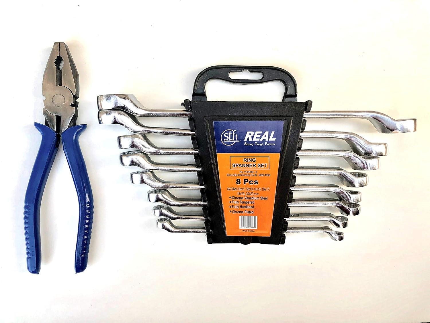 Multi Tool Kit 8 Pc Set, Heavy Duty Ring Spanners With Hanging Tray ...