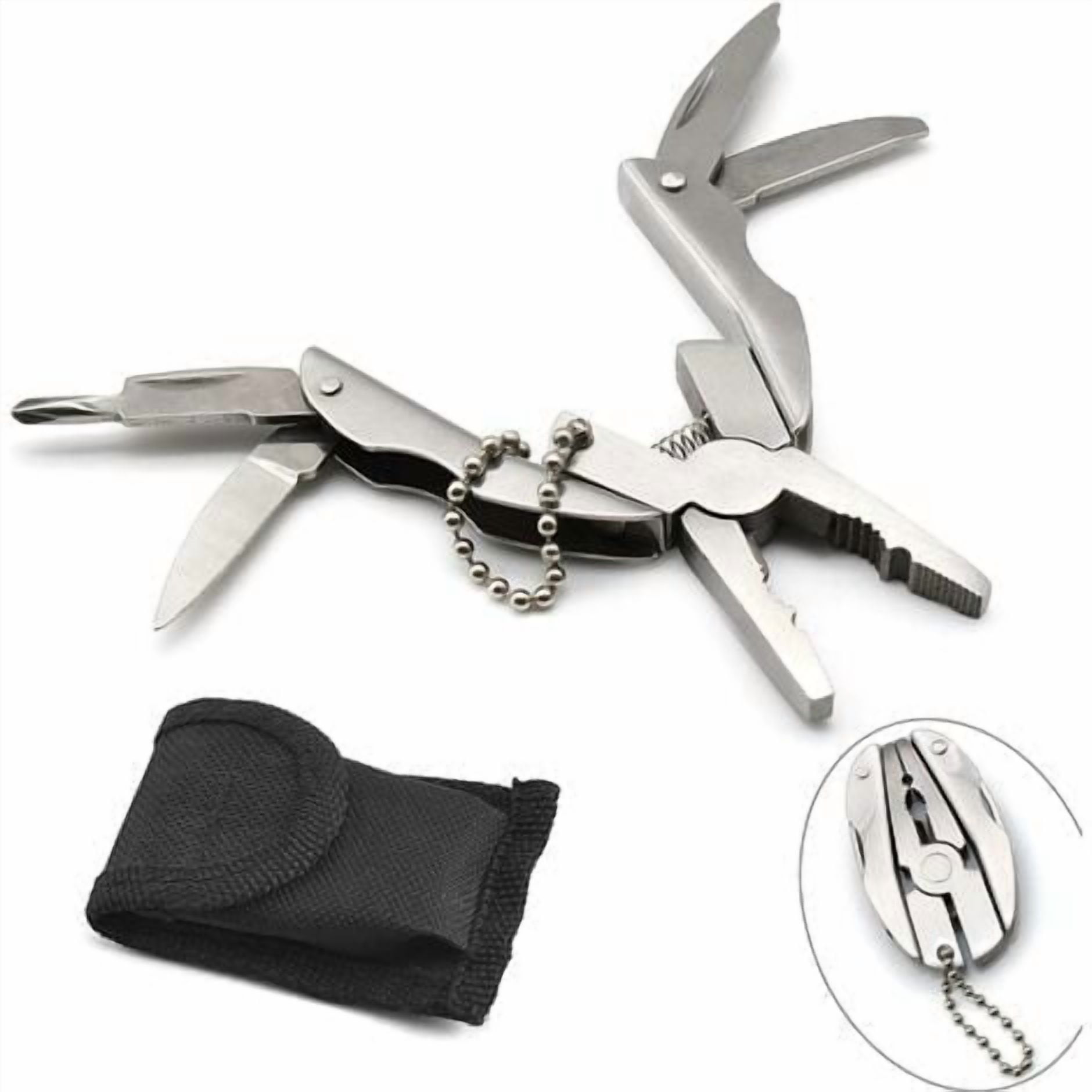 Multi-Tool Pliers Kit Multifunction Pocket Tool with Black Leather Case ...