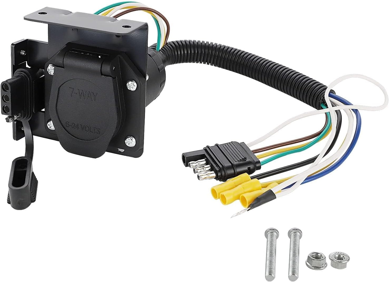 Multi-Tow 4-Way Flat to 7-Way RV Blade and Female End Trailer Wiring ...