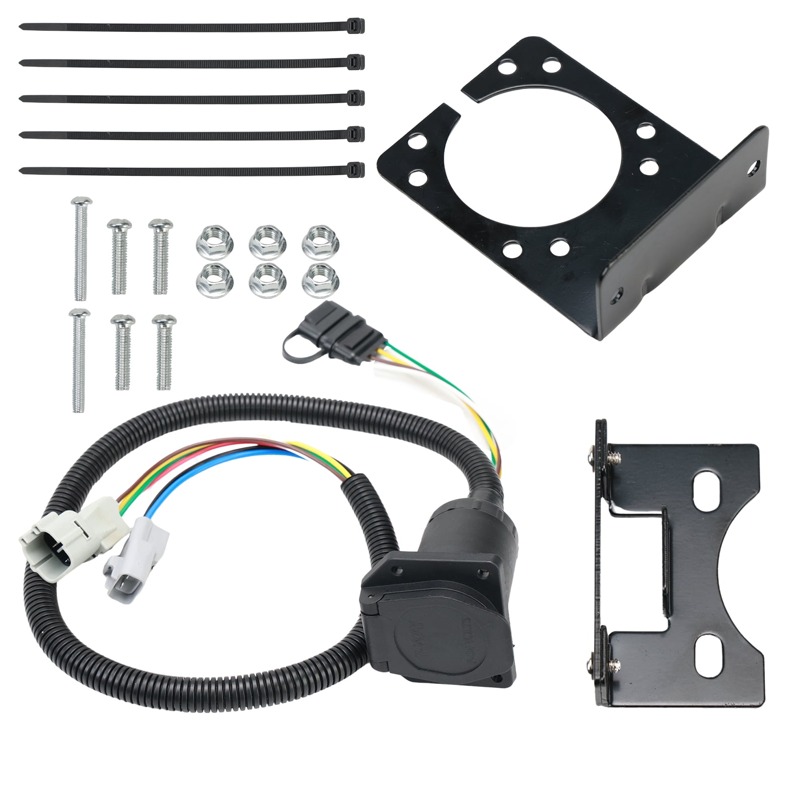 Multi-Tow 7 Way Blade and 4 Way Flat Trailer Wiring Harness Adapter for ...