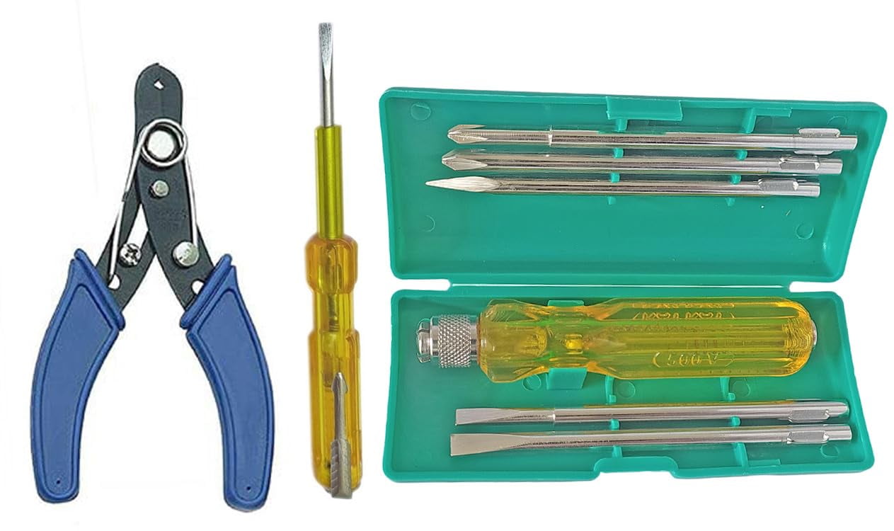 Multi Type 6pc Screwdriver Set With 1 Electric Tester & 1 Wire Cutter ...