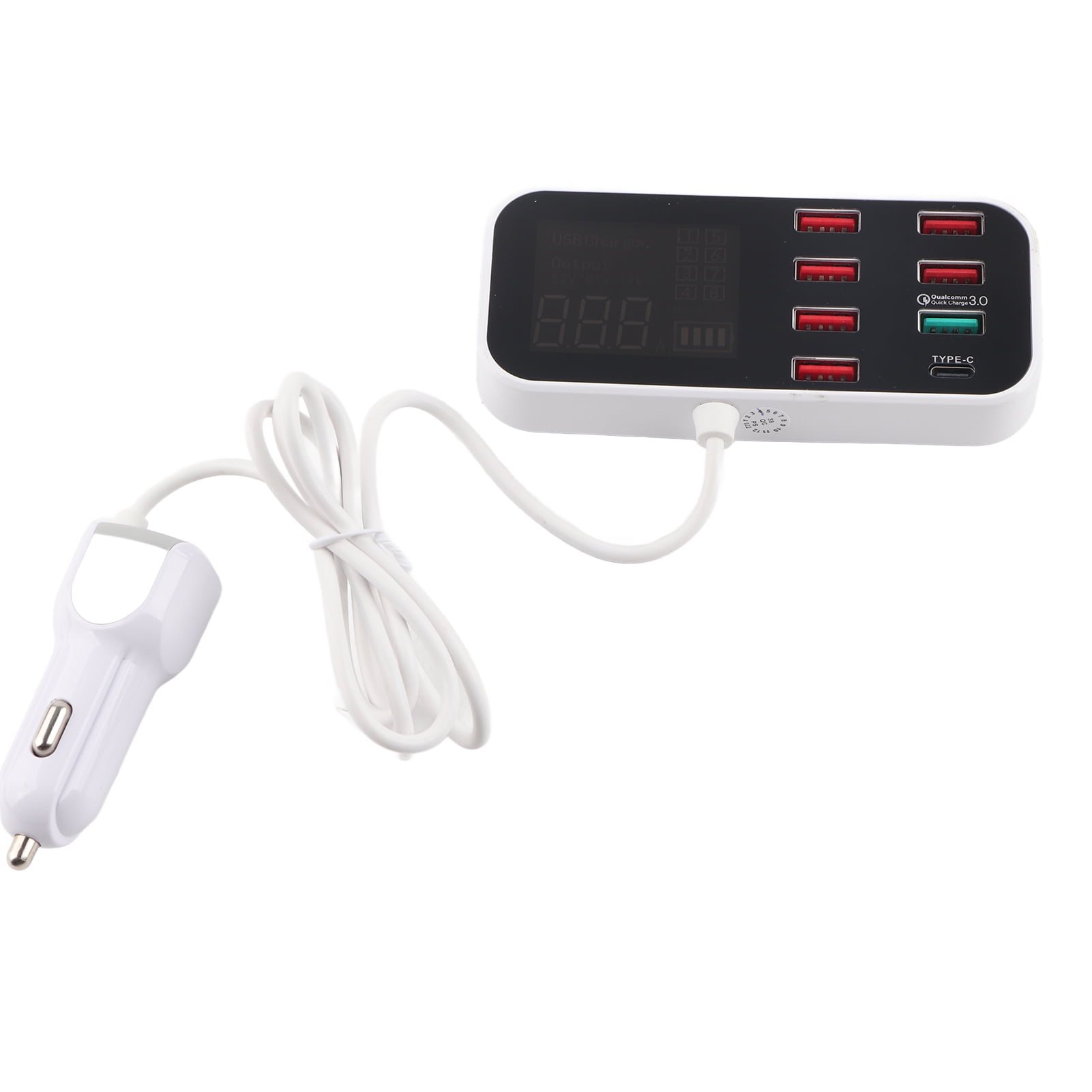Multi USB Car Charger 8 Port Fast Charging Station with LCD Display ...