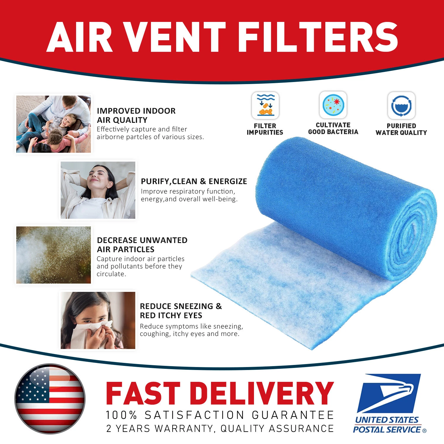 Air Vent Filter For Home Ac&Floor Register Filter Reduce Dust,Dirt ...