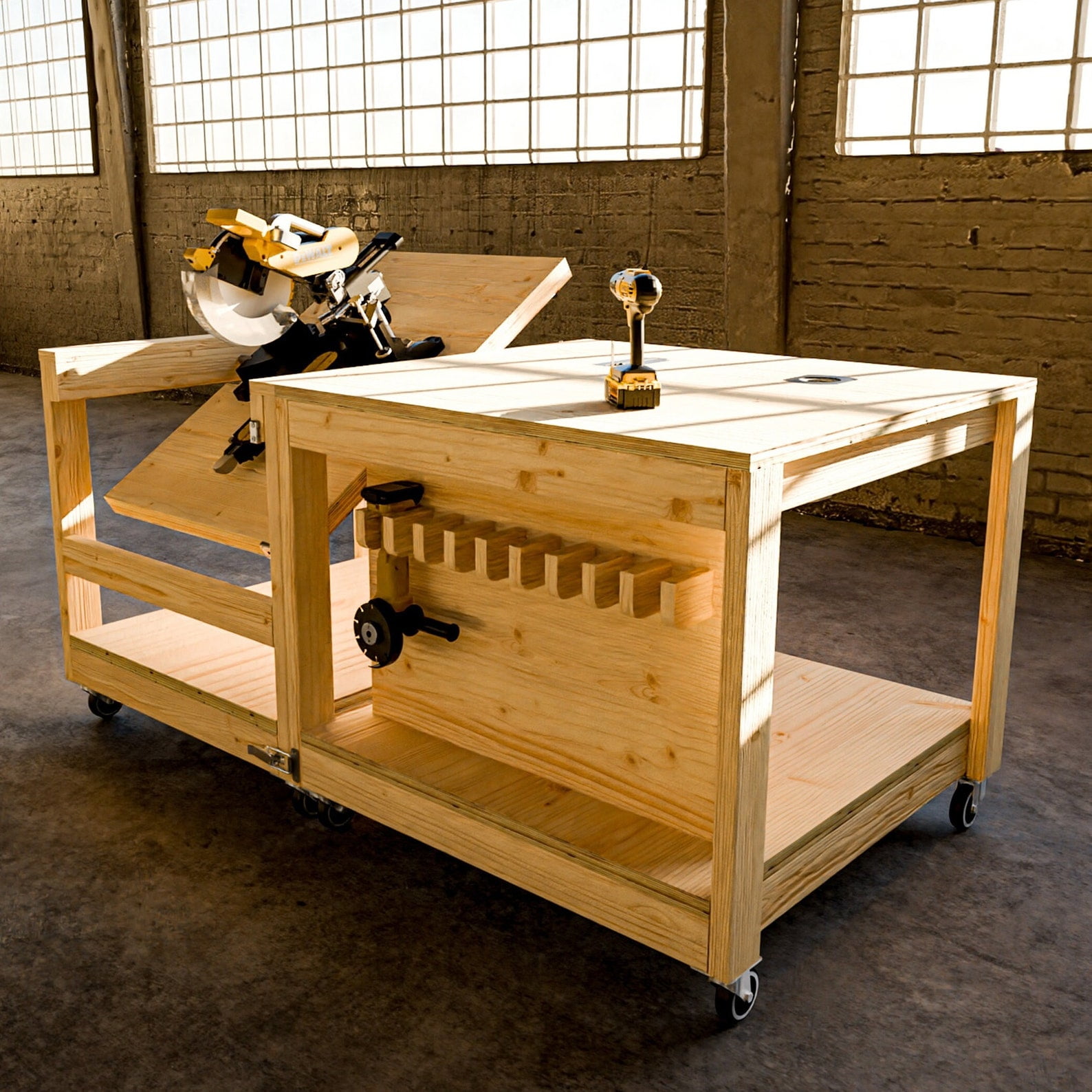 Multi-Use Flip-Top Workbench Plans with Material and Measurement Guide ...