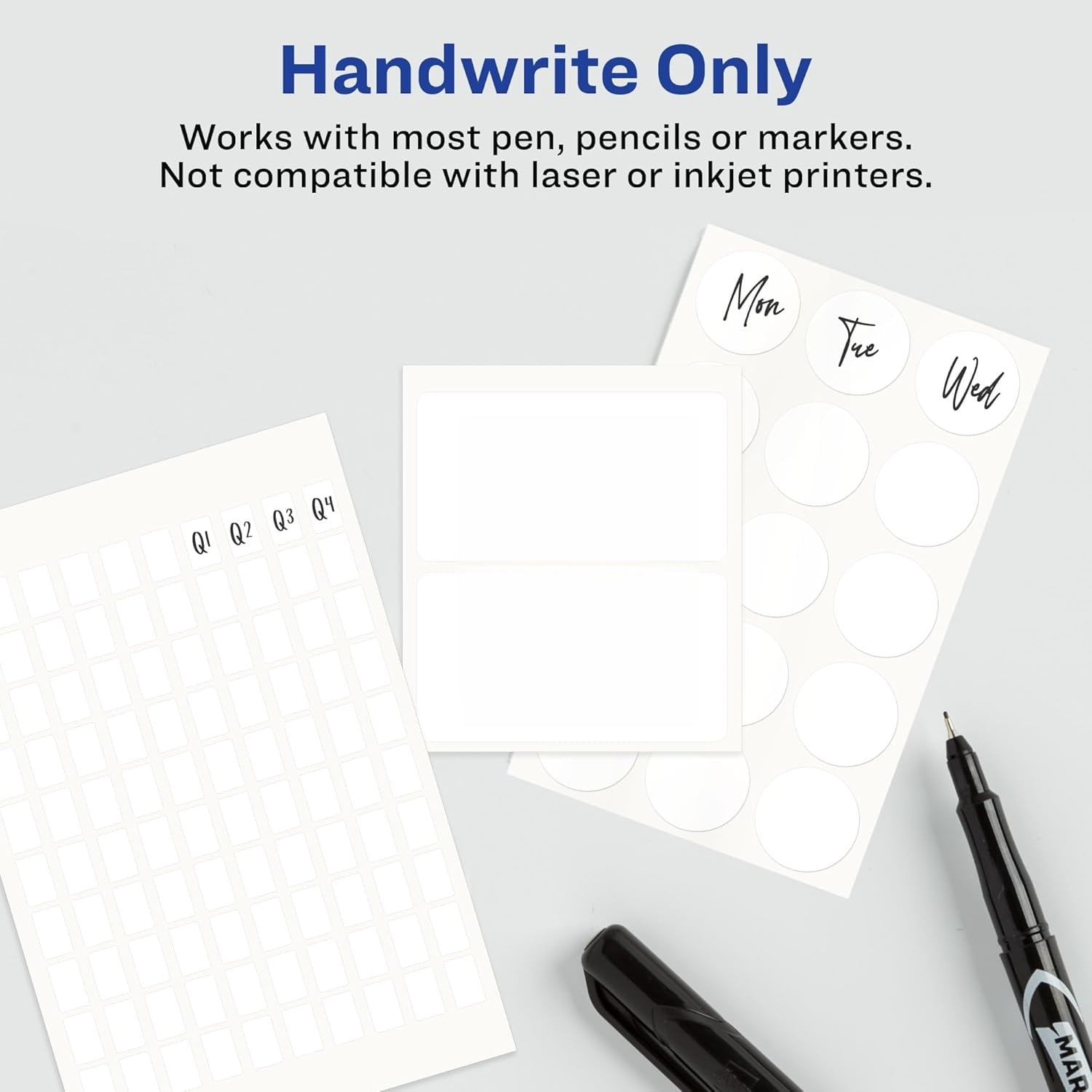 Multi-Use Removable Labels, 1" x 3", White, Non-Printable, 72 Blank ...