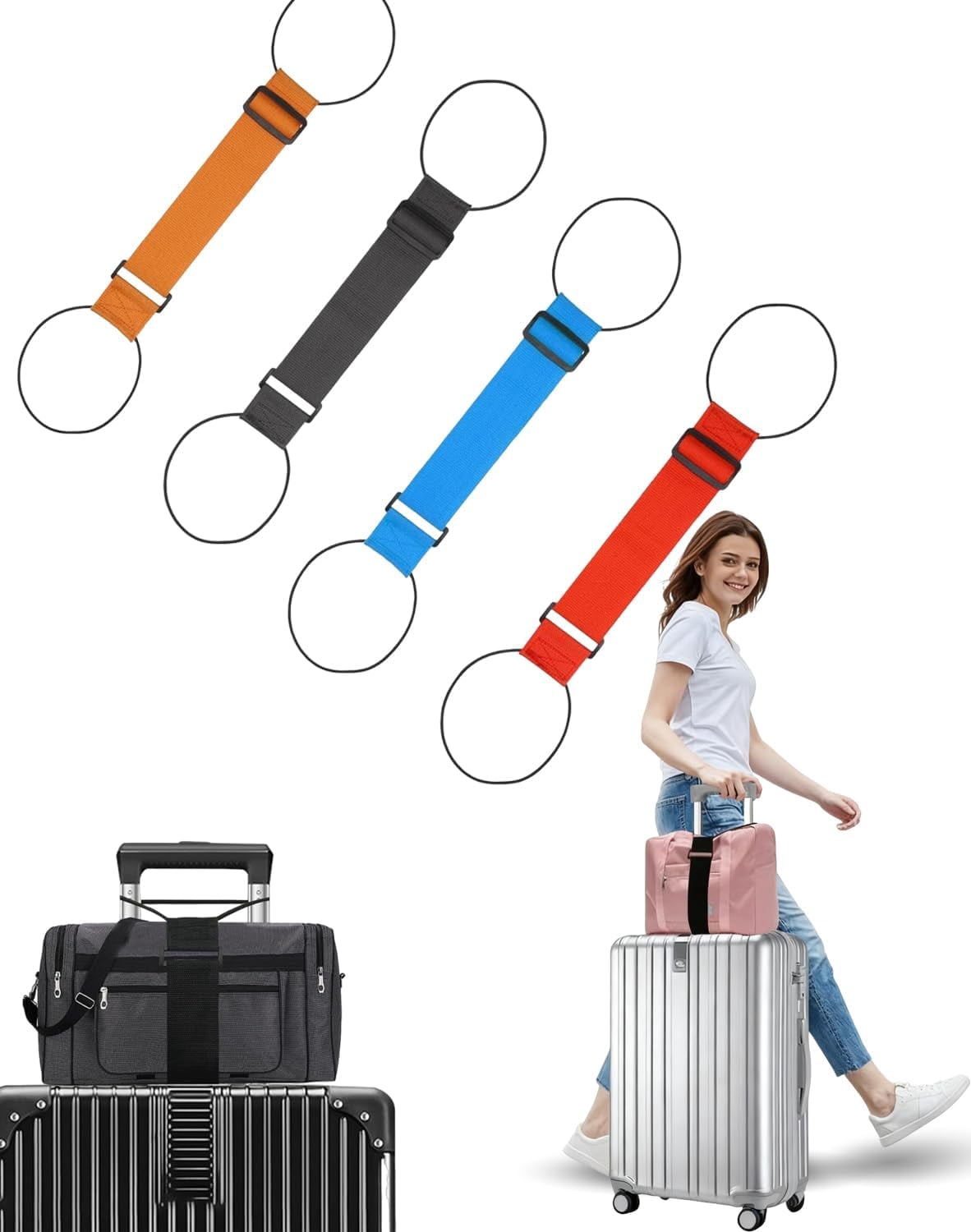 Multi Use Strong Adjustable Luggage Connector Straps,Add-a-Bag Travel ...