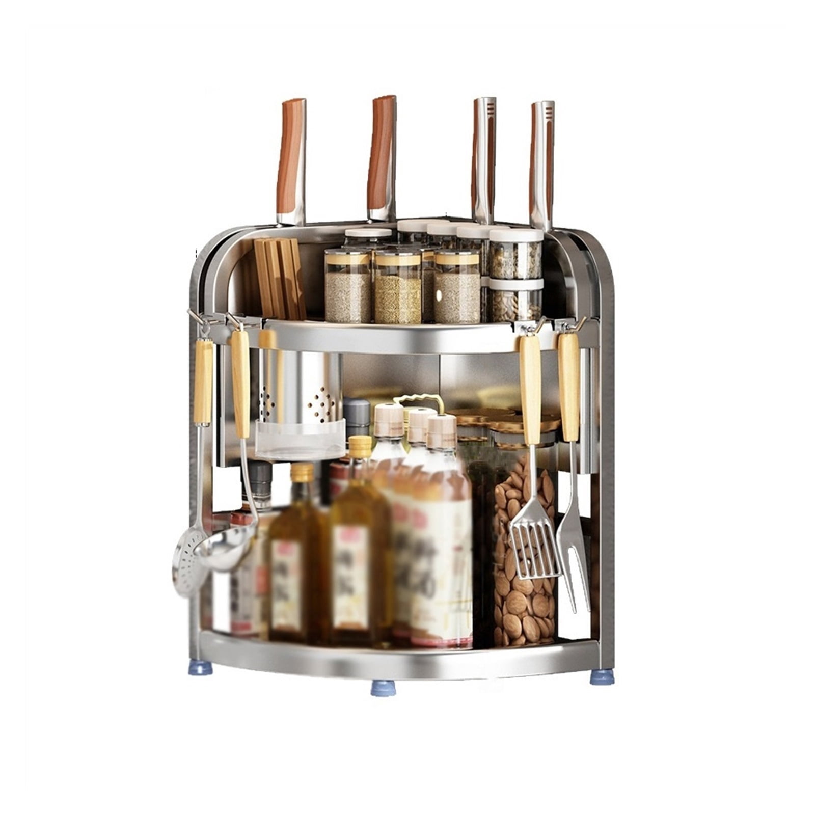 Multi Wall Corner Tripod Spice Rack Organiser 2 Tier Spices Organizers ...