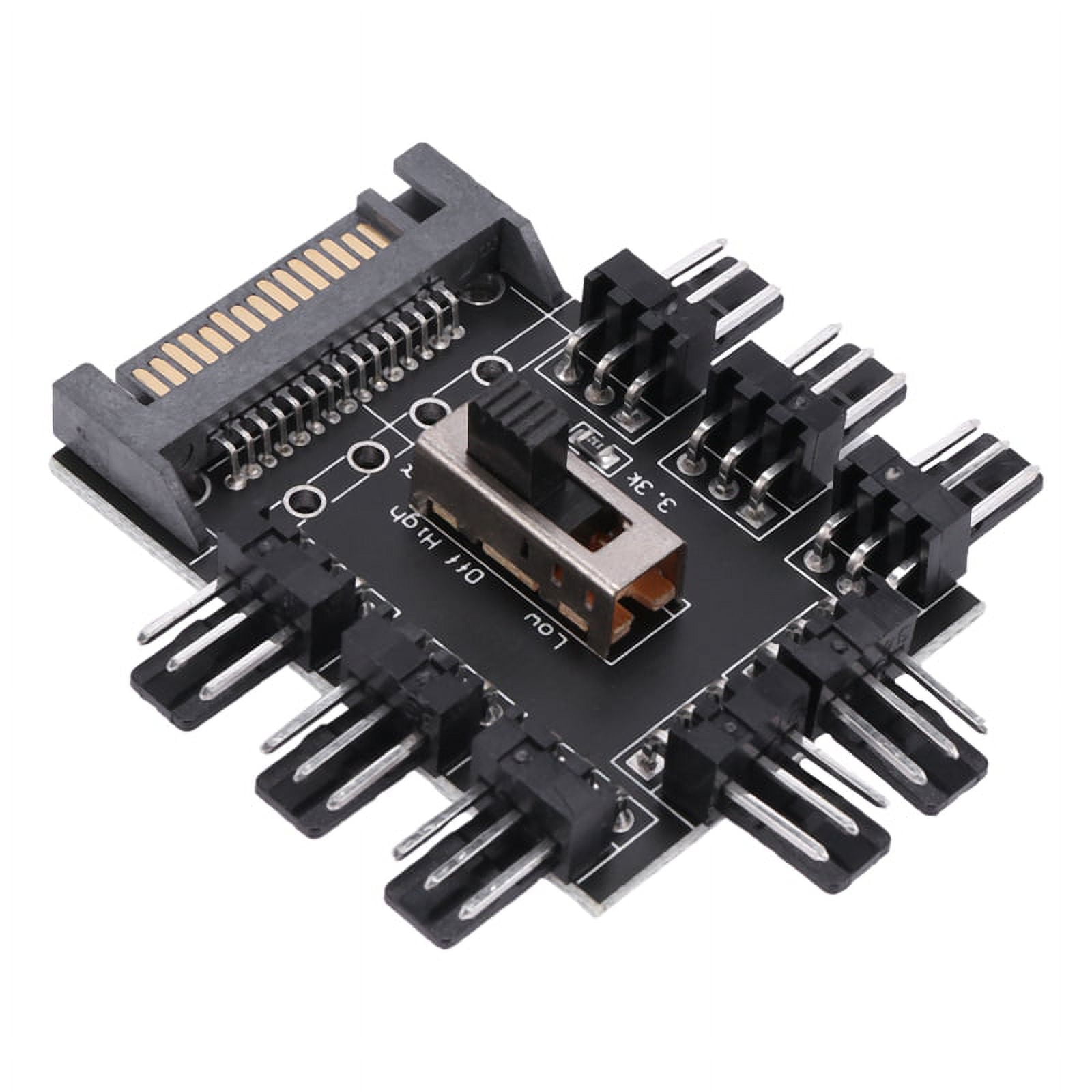 Multi Way Splitter Cooler Cooling Fan Hub PC Computer SATA 1 to 8 3pin ...