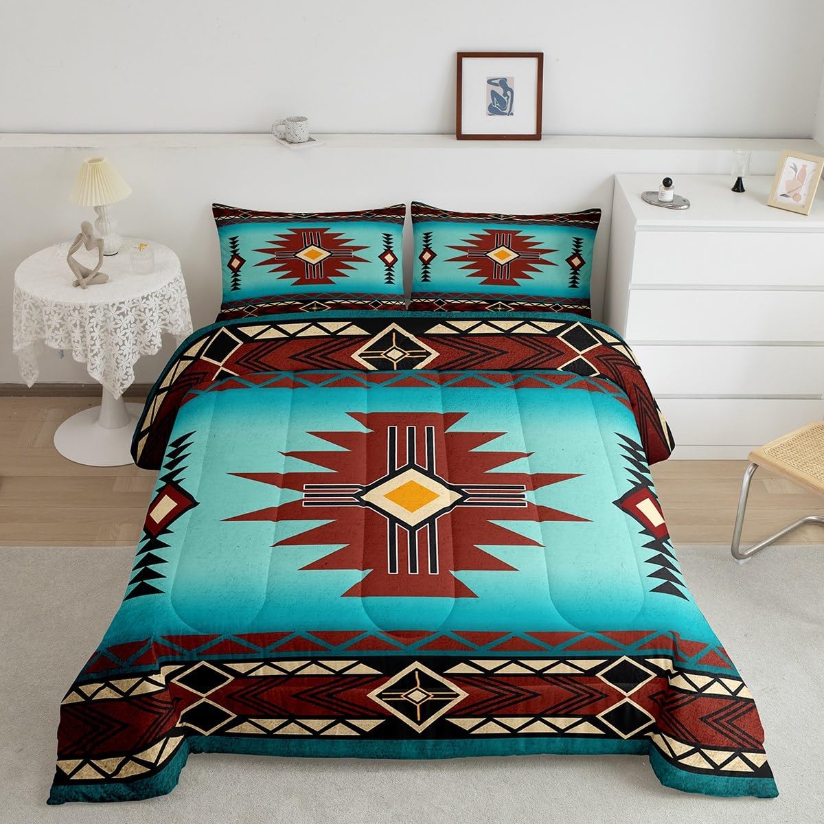 Multi Western Comforter Set Red Black Cowboy Cowgirl Bedding Set for ...
