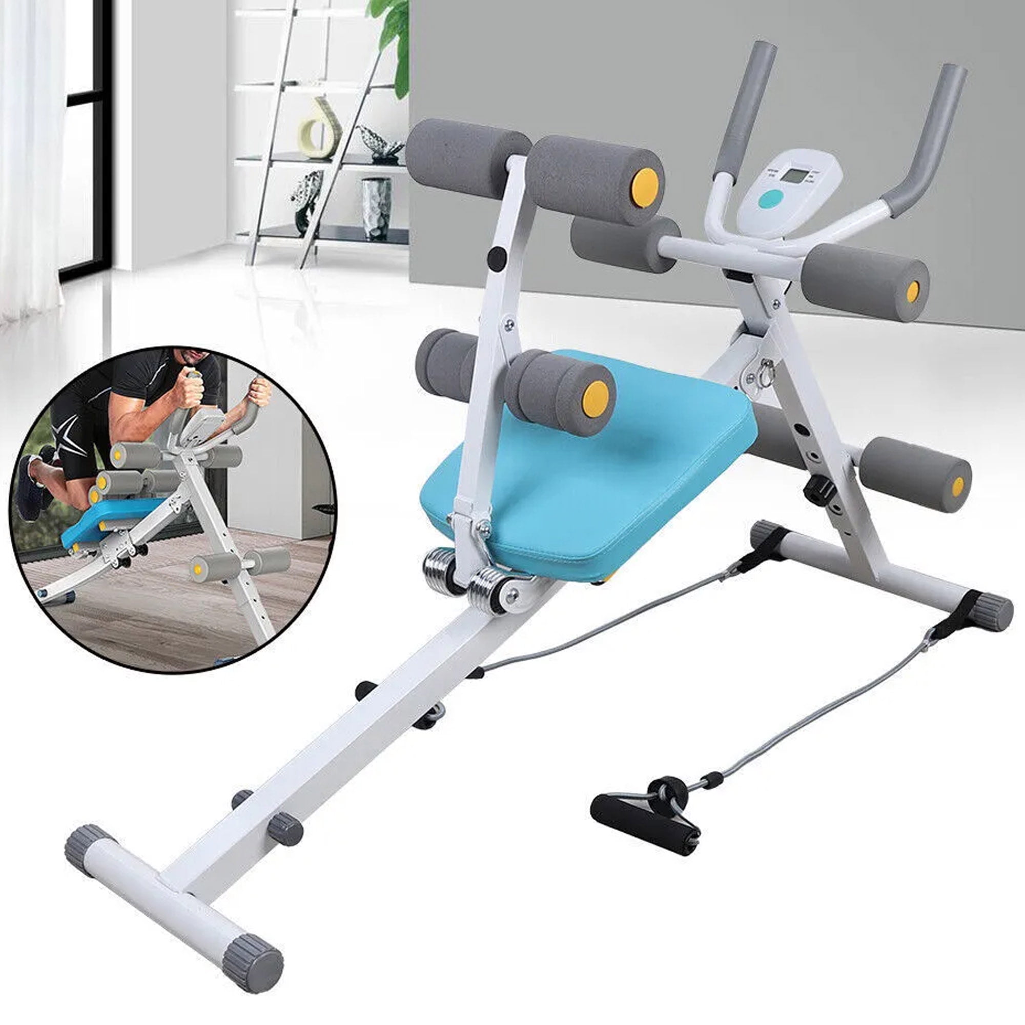 Multi-Workout Ab Machine Foldable Abdominal Cruncher Sit Up Bench Side ...