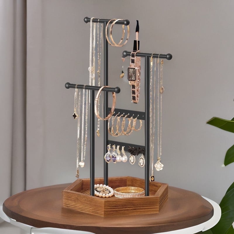 Multi-Zone Jewelry Holder, 4 Independent Sections, Metal Frame Jewelry ...