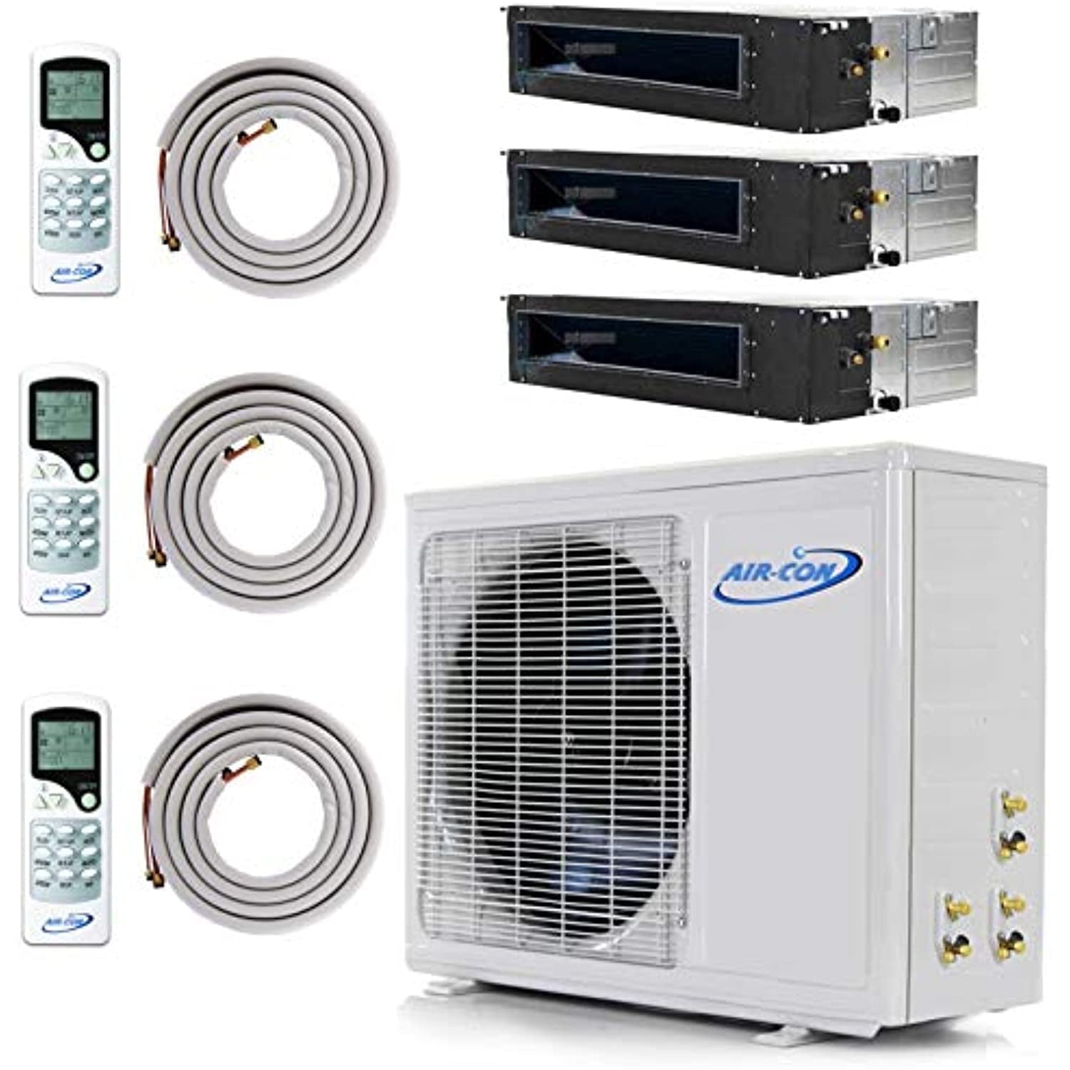 Multi Zone Mini Split Ductless Air Conditioner Tri 3 Zone 12000 18000 ...