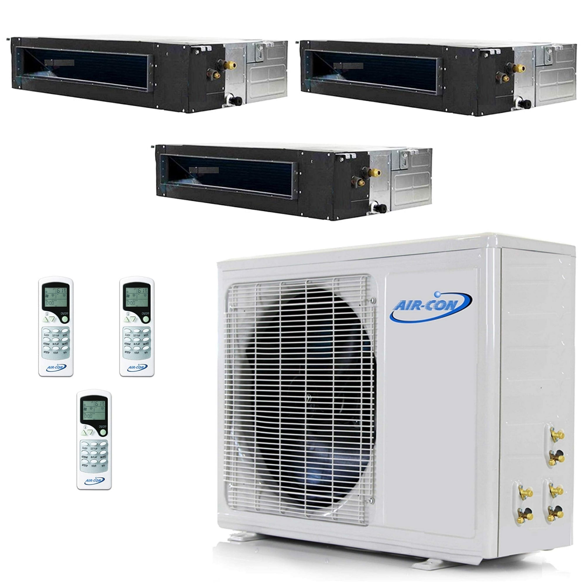 Multi Zone Mini Split Ductless Air Conditioner Tri 3 Zone 12000 18000 ...
