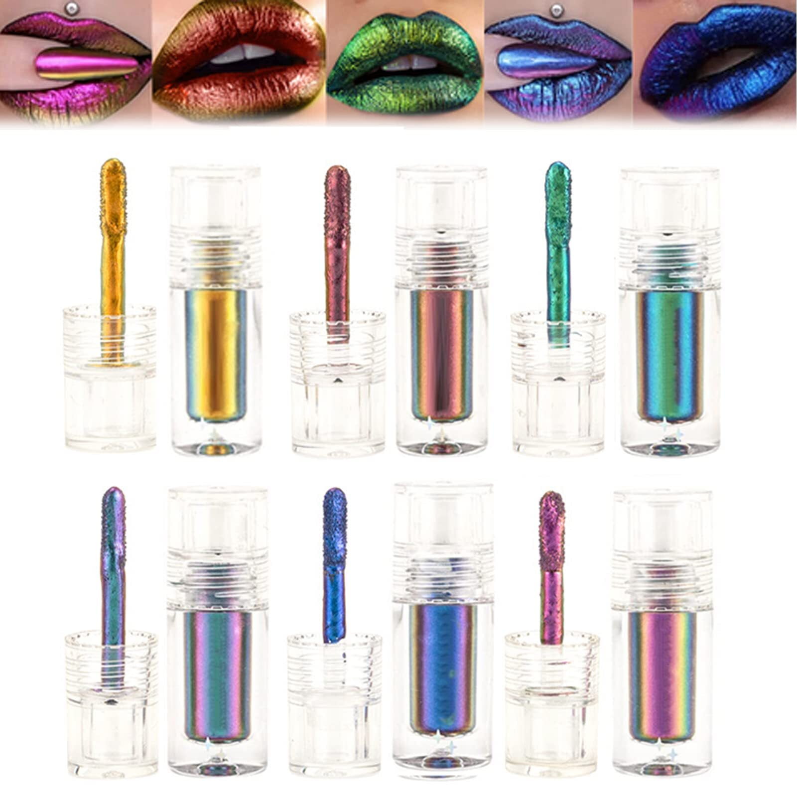 Multi-color Chrome Lipstick & Eyeshadow, Liquid Makeup Shades, Long ...