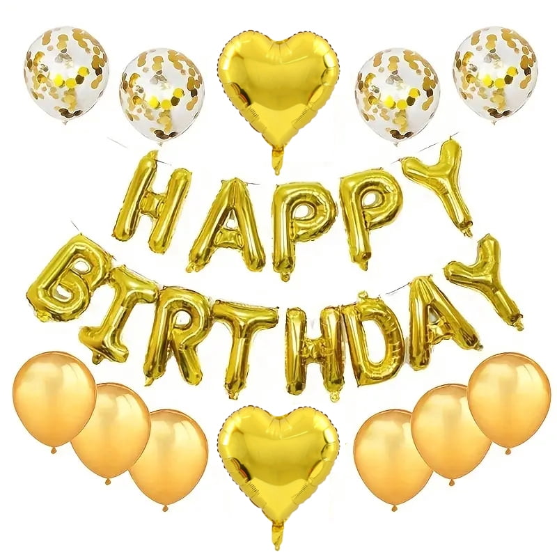 Multi-colored HAPPY BIRTHDAY Letters Foil Balloons Set Banner Heart ...