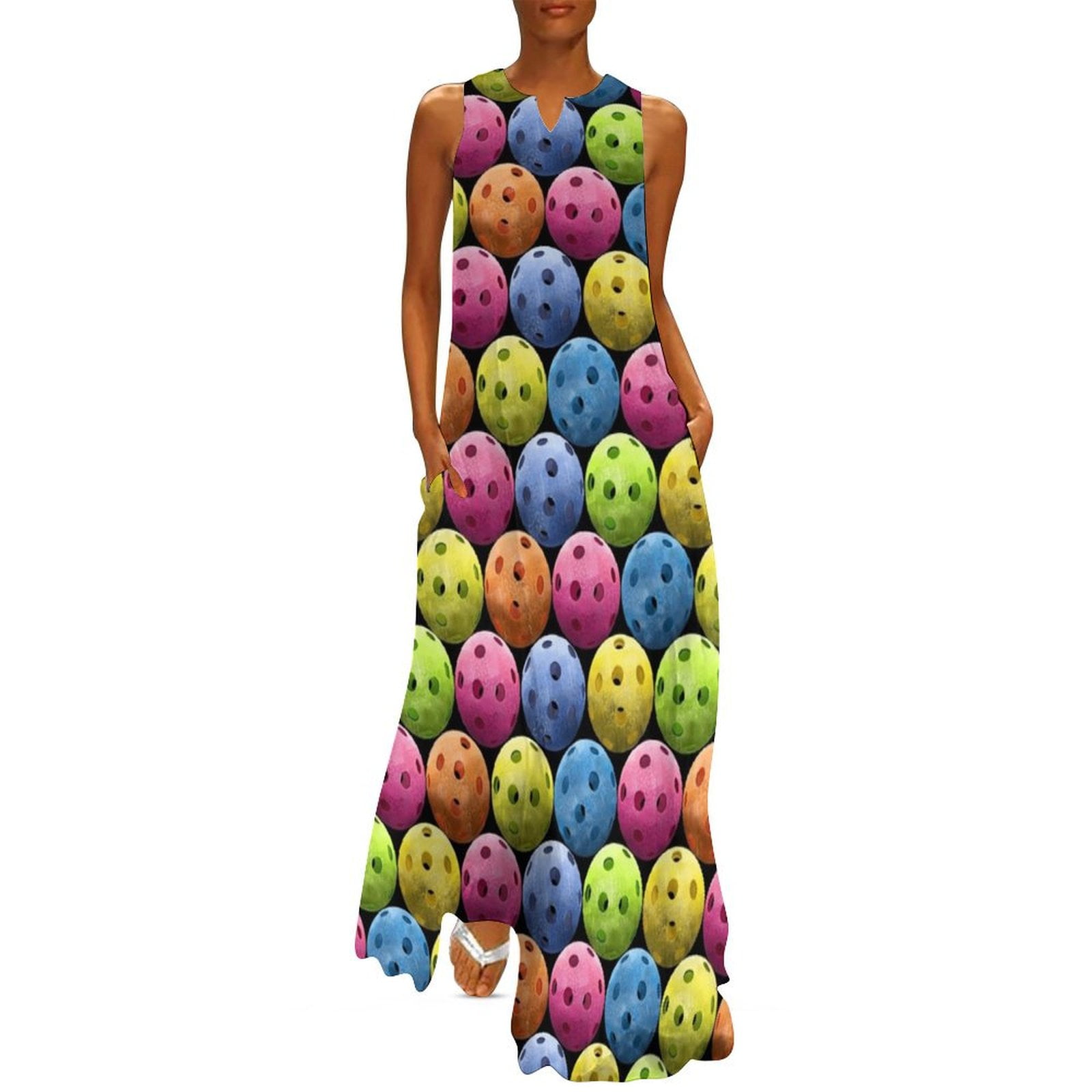 Multi colored Pickleballs Long Dress Woman clothing Dance dresses ...