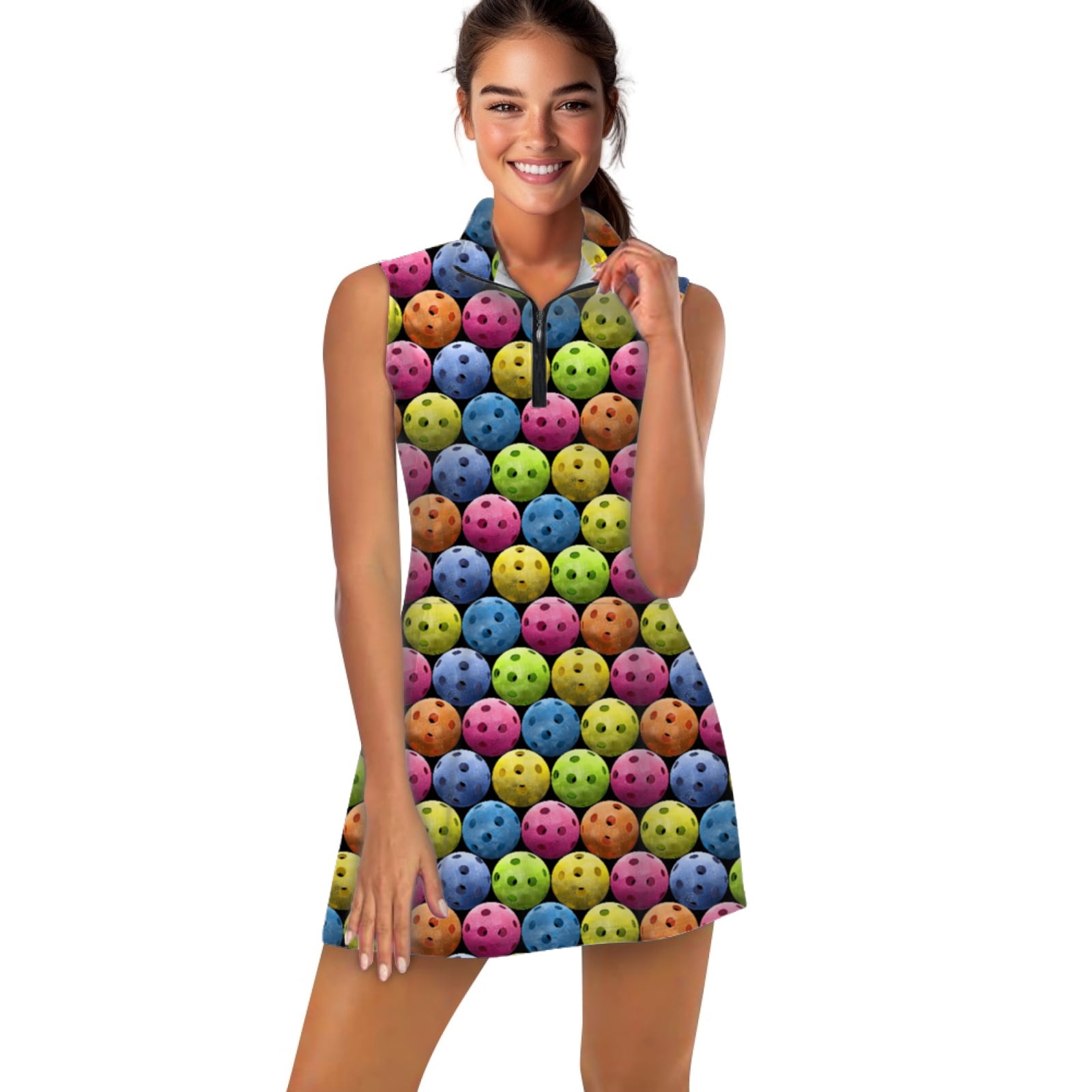 Multi colored Pickleballs Sports Dresses Women Tennis Dress with ...
