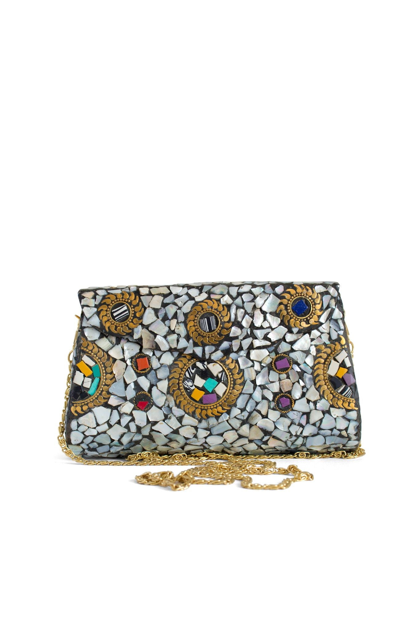 Multi-colored Stone Purse with Metal Inlay - Walmart.com