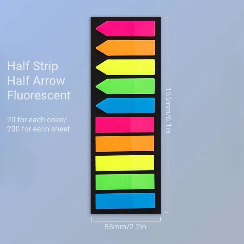 Multi colors PET Fluorescent Index Sticky Notes, Student Office Marking ...