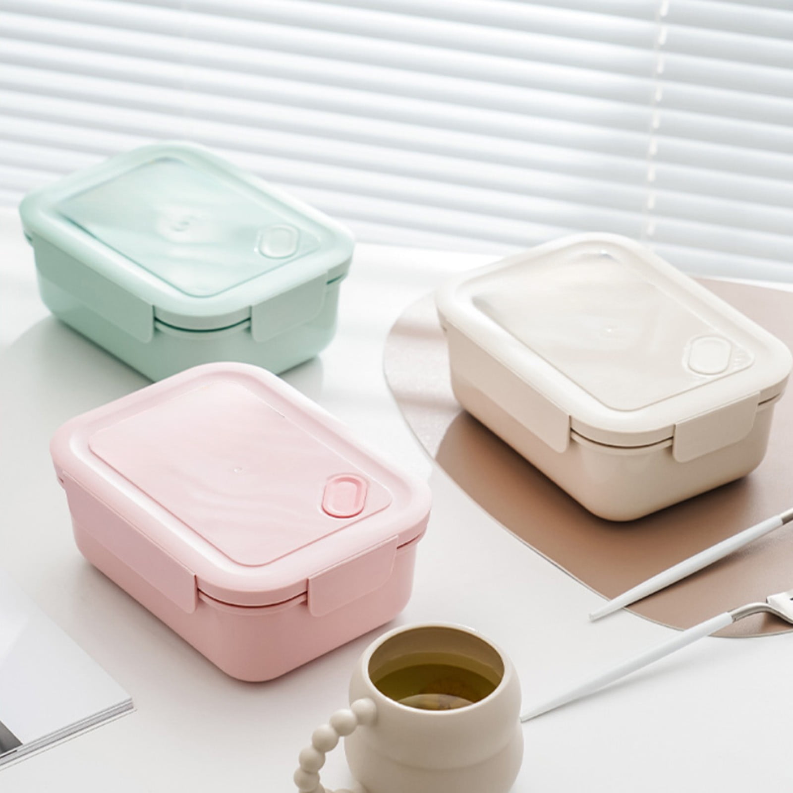 Multi-compartment Lunch Bento Box With Lid,7.87×5.9×3.07" Fiber ...