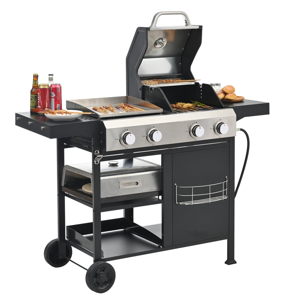 Multi-function Burner Gas Grill and Griddle Combo with Cover, Outdoor ...
