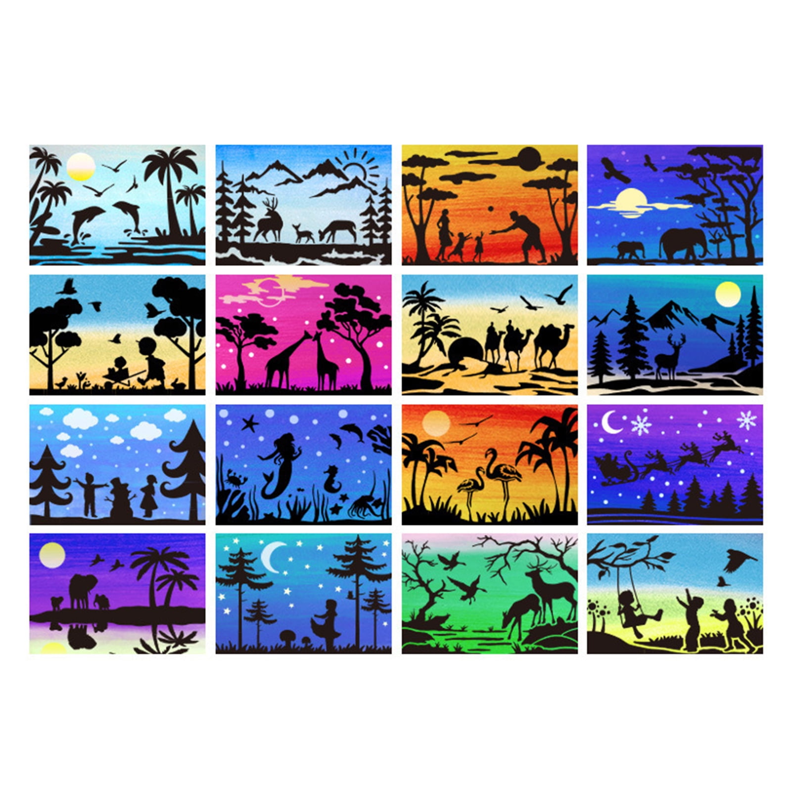 Multi-functional A4 Drawing Stencils Lanscape Mountain River Templates ...