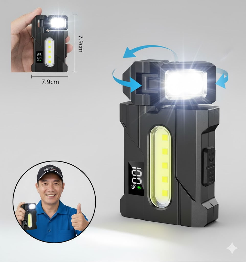 Multi-functional EDC Flashlight, 400LM Rechargeable Work Light, with ...