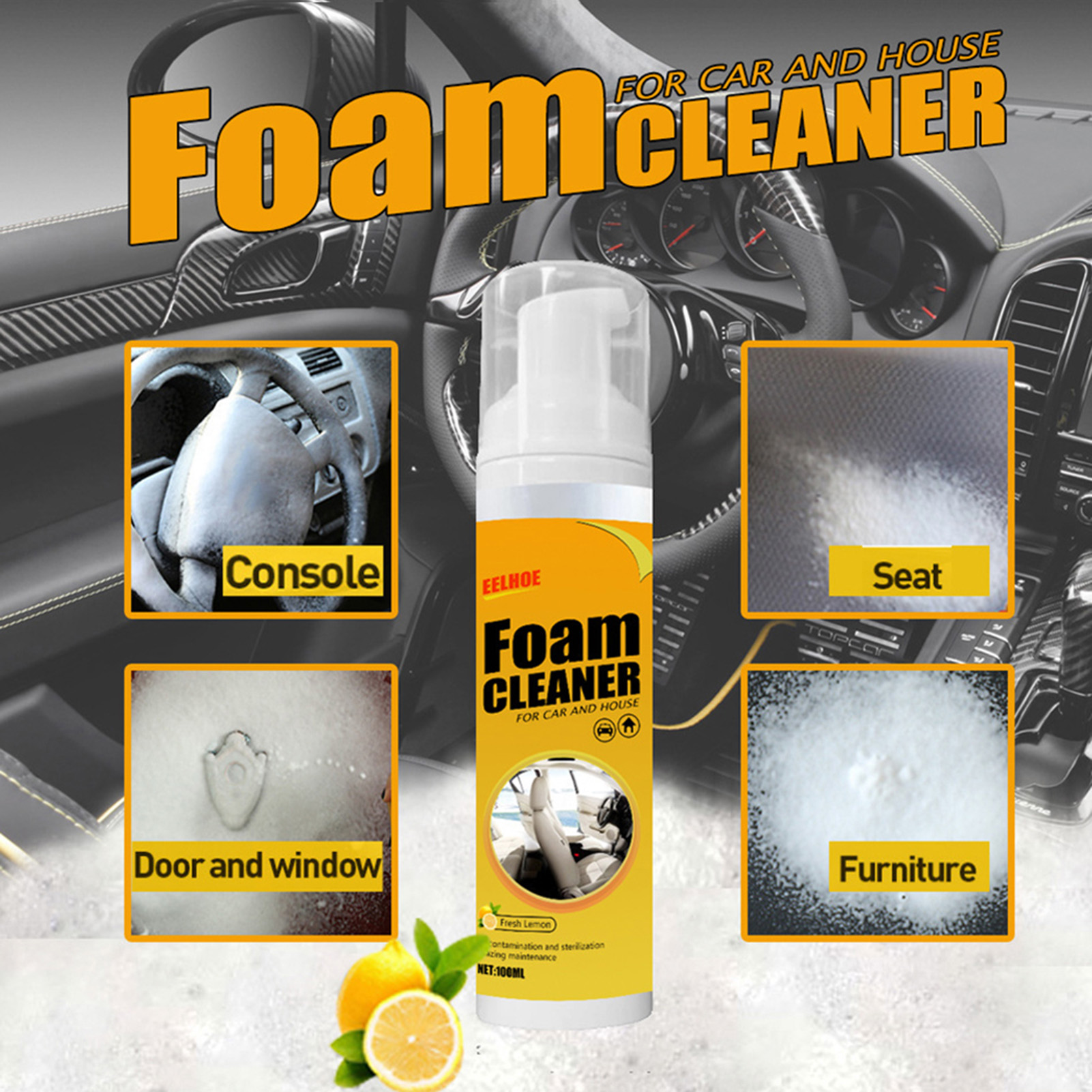 Price Drop Car Interior Foam Cleaner Water-free Decontamination Seat Ceiling Instrument Panel ...