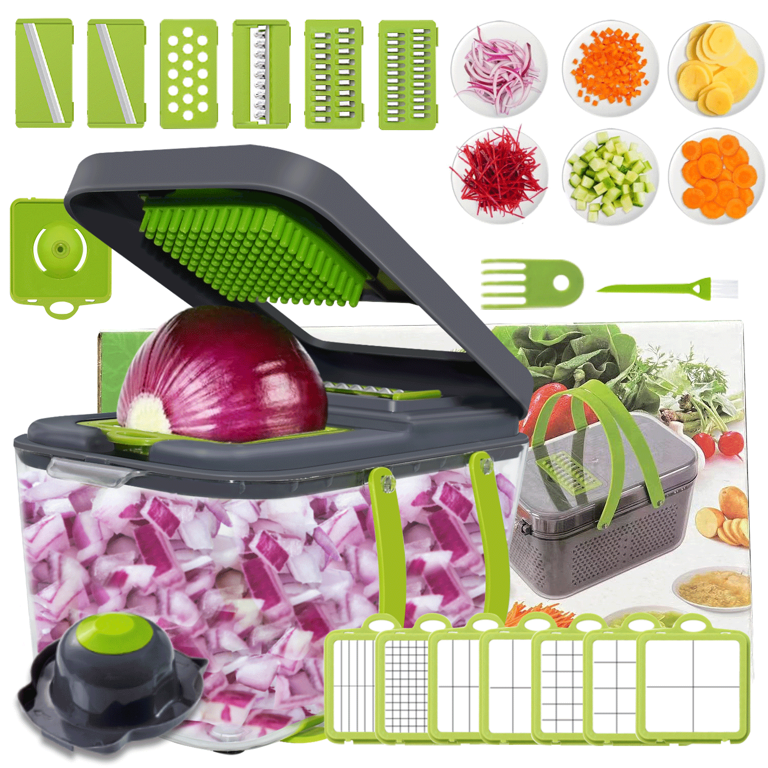 Multi functional food chopper, 25 in 1 vegetable chopper, onion chopper ...