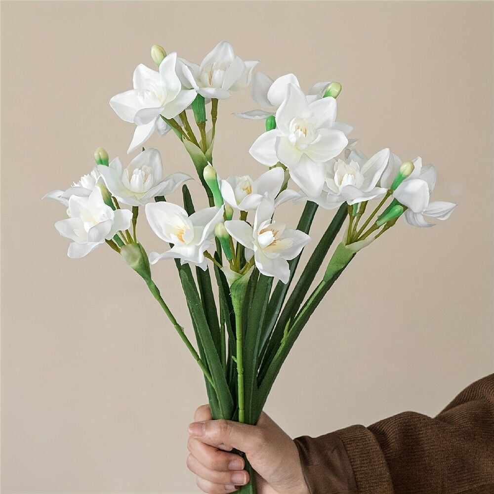 Multi-head Daffodil Simulation Flower Arrangement Silk Flower Dried ...