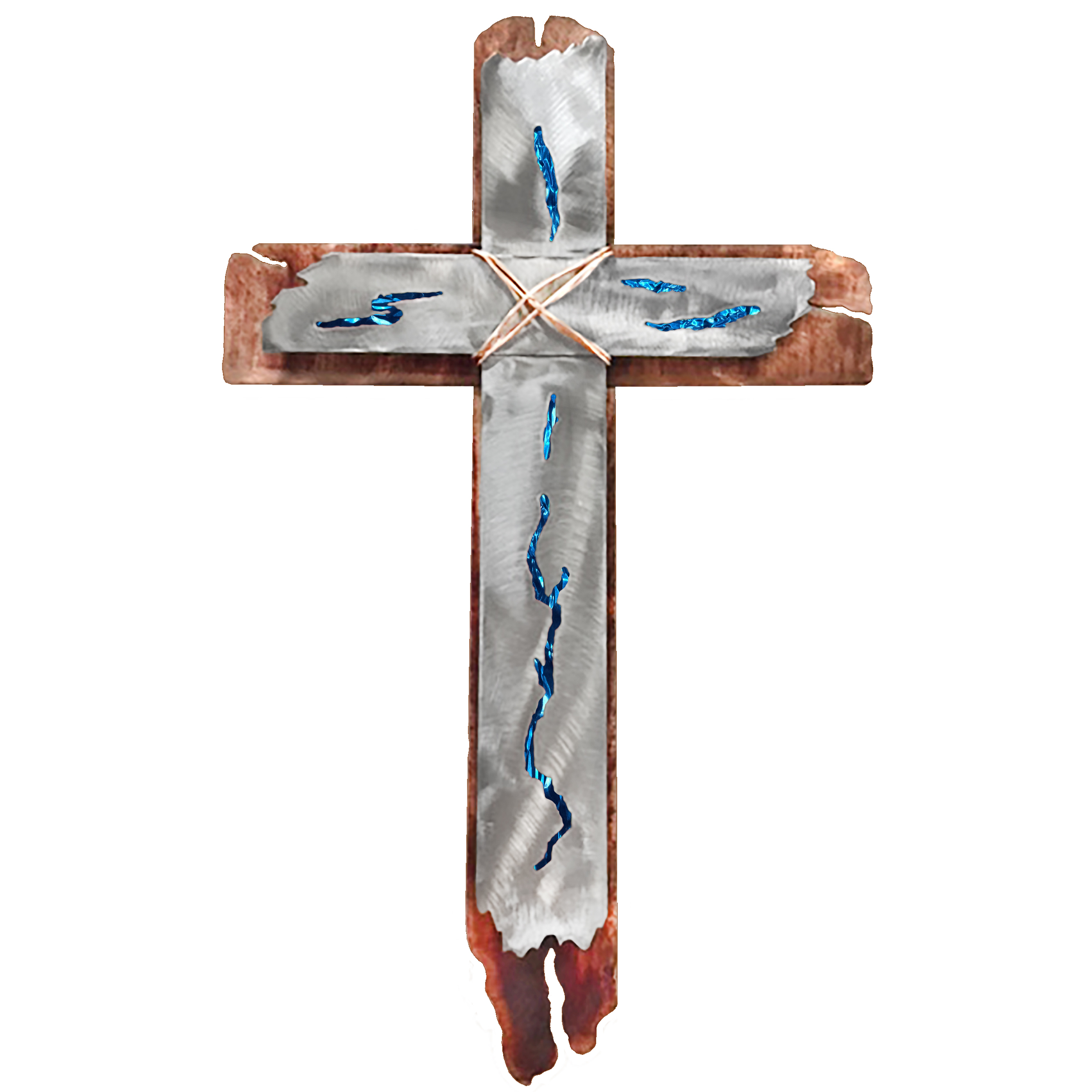 Multi-layer Elegant Rustic Metal Cross with Bold Color Inlays and ...