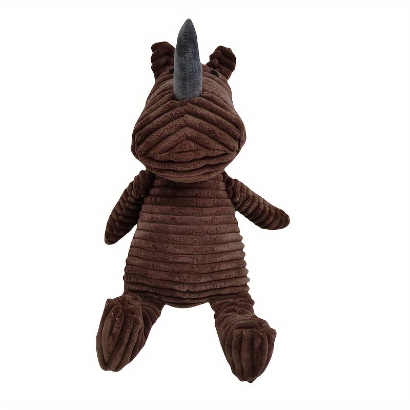 Interactive Squeak Toy for Dogs - Durable Polyester Rhino Shaped Dog ...