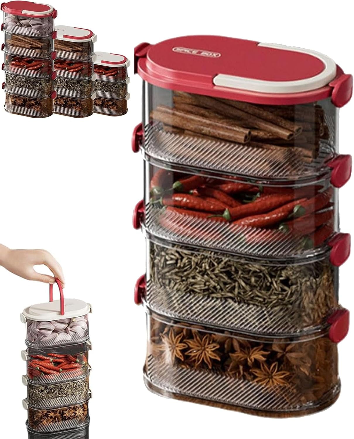 Multi-layer Sealed Spice Organizer, Stackable Spice Storage Box, Clear ...