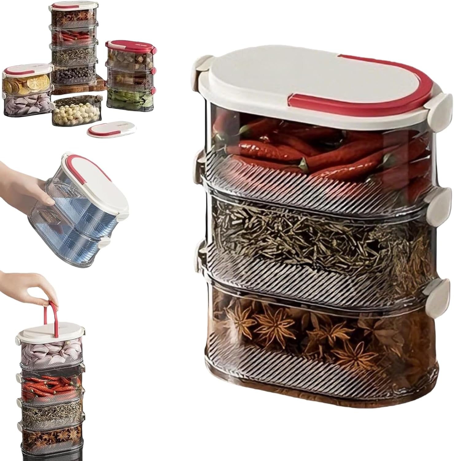 Multi-layer Sealed Spice Organizer, Stackable Spice Storage Box ...