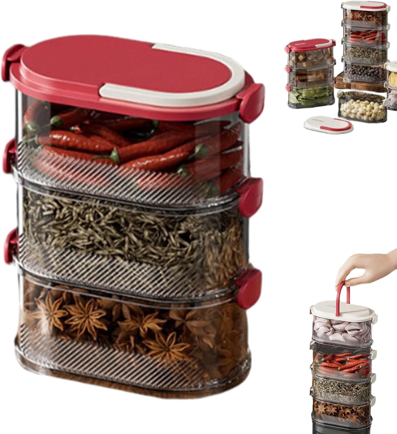 Multi-layer Sealed Spice Organizer, Stackable Spice Storage Box, Travel ...