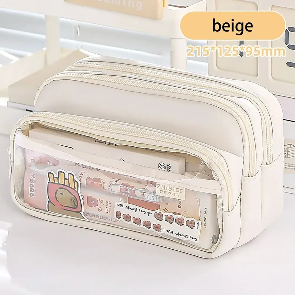 Multi-layer Transparent Compartment Pencil Case Large Capacity High ...