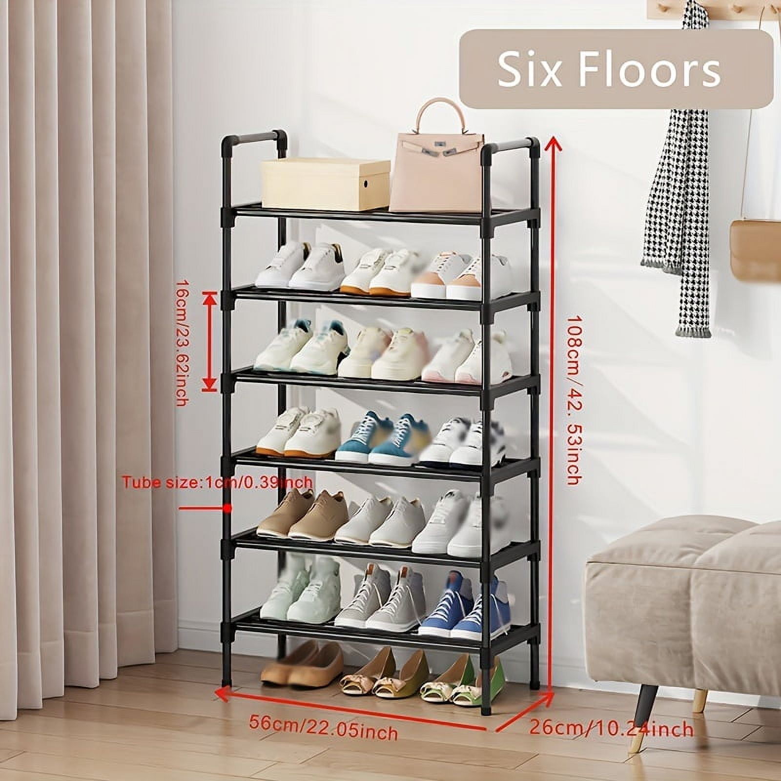 Multi layer shoe rack, shoe storage rack, single row free standing shoe ...