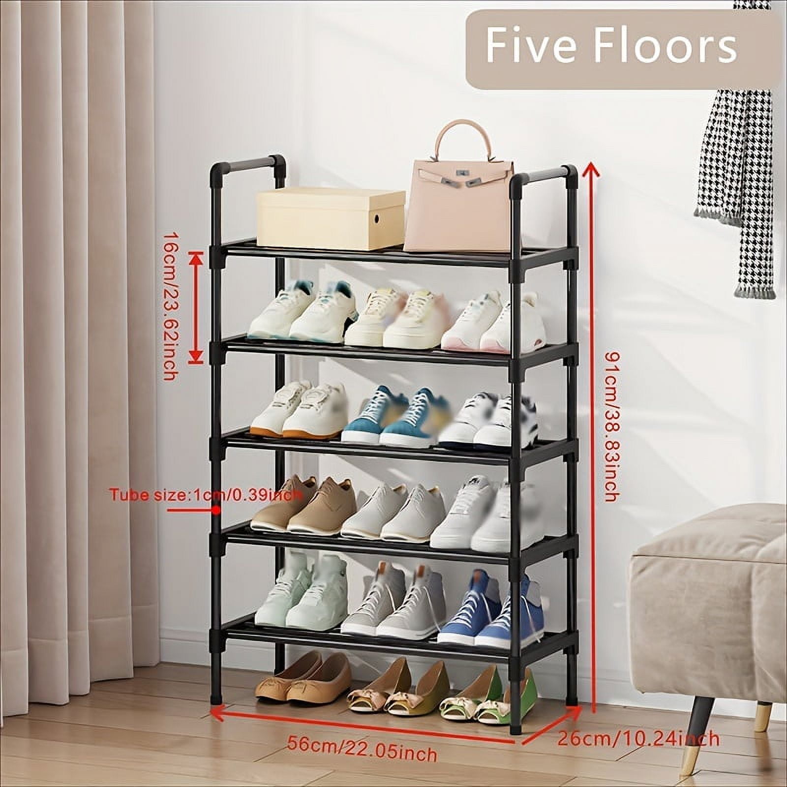 Multi layer shoe rack, shoe storage rack, single row free standing shoe ...