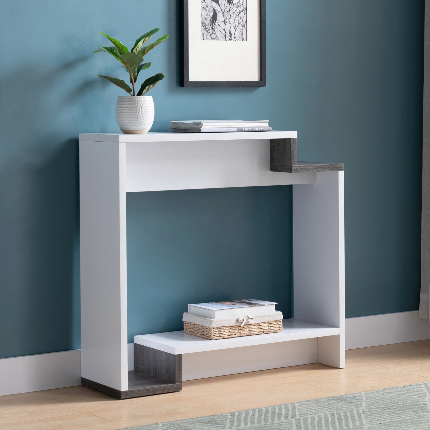 Multi - level Shelf Space & Two - tone Finish - Brighten Entryways and ...