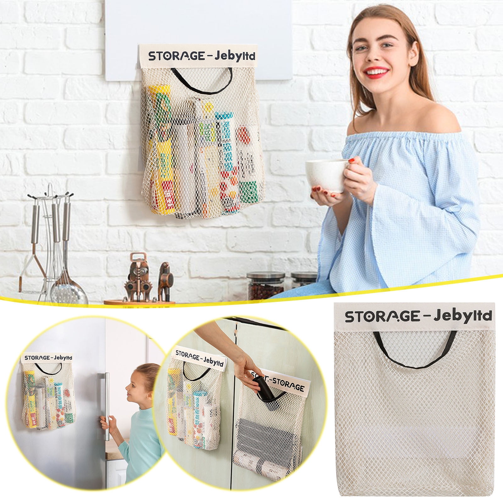 Multi-purpose Hanging Storage Mesh Bag Reusable Mesh Fruit And ...