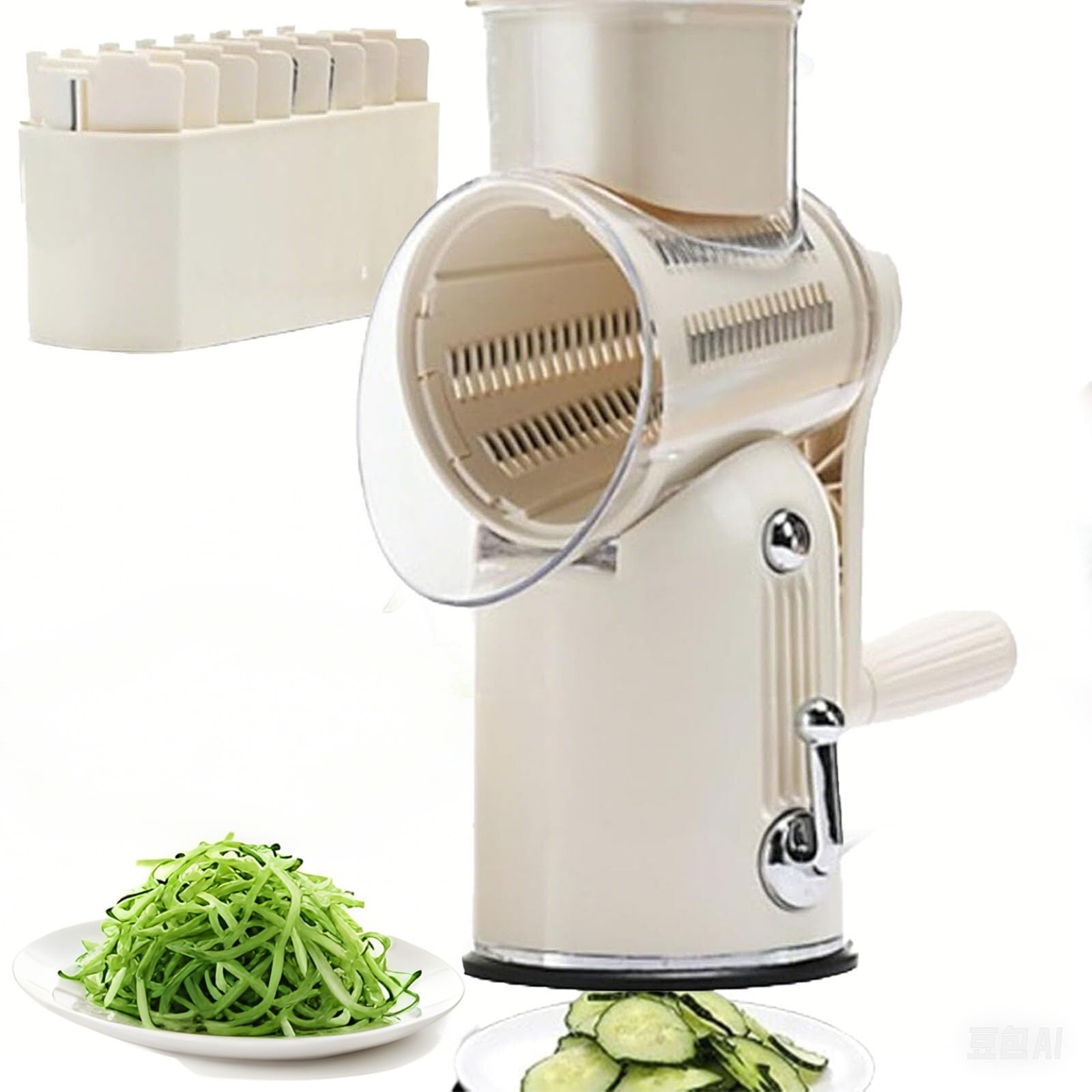 Multi-purpose Vegetable Slicer Rotary Cheese Grater & Slicer 5 ...