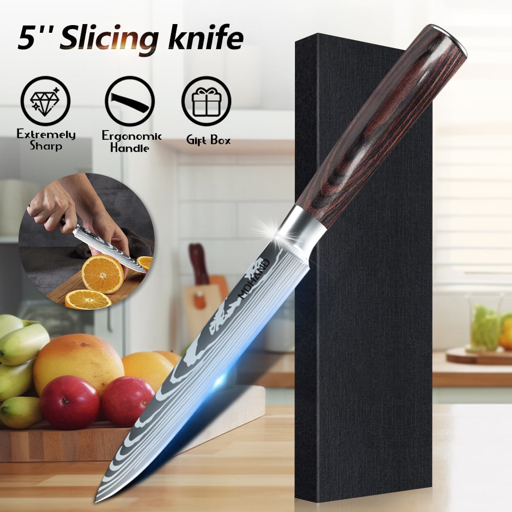 Multi-purpose knife, 5-inch chef's knife, ultra-sharp high-carbon ...